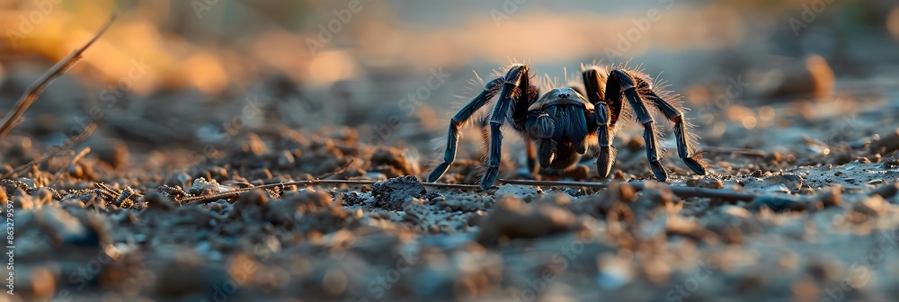 Photo of a tarantula shot direction from the left side pose crawling ...