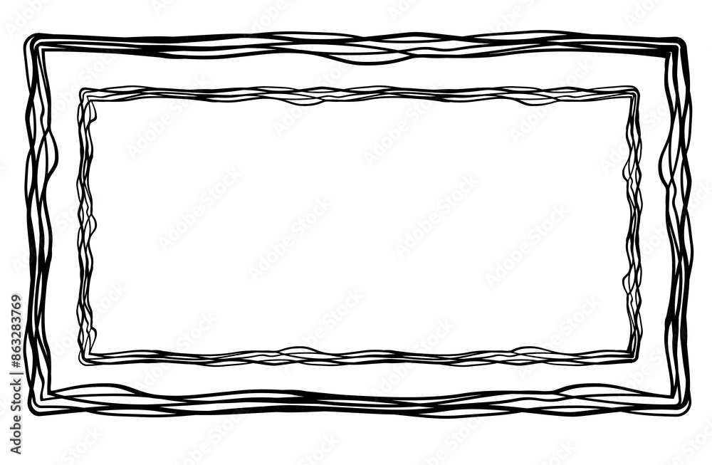 Sloppy hand drawn picture rectangle frame isolated on transparent ...