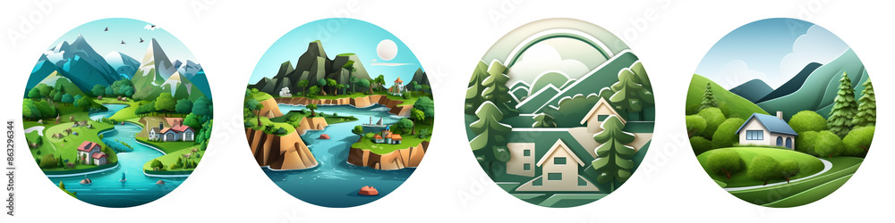 Habitats clipart collection, symbol, logos, icons isolated on ...