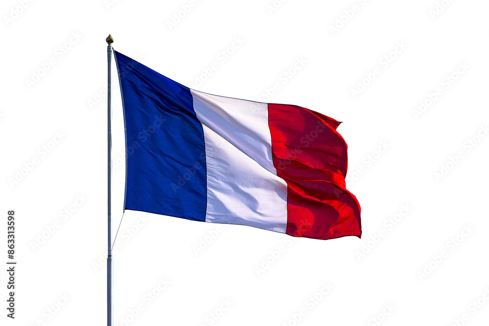 Drapeau Français flottant au vent Stock Photo | Adobe Stock