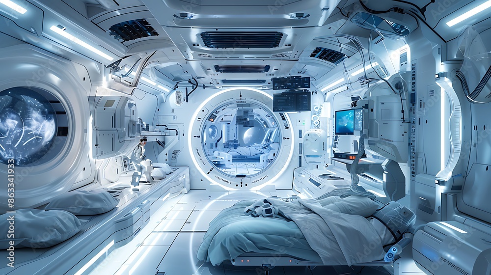 Futuristic engineering lab equipped with advanced robotics and AI for ...