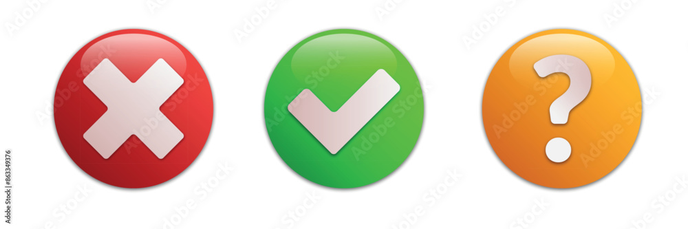 yes, question and no marks. a set of icon markers red, yellow, green ...