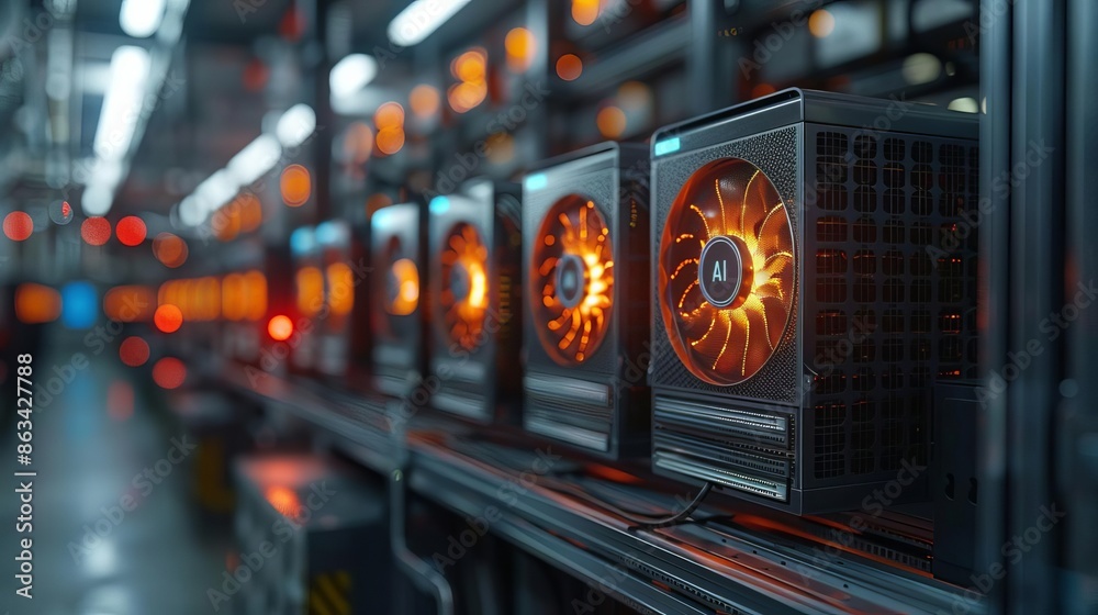 Cooling systems setup for AI servers, data center, Cooling Setup, Artificial intelligence AI ...