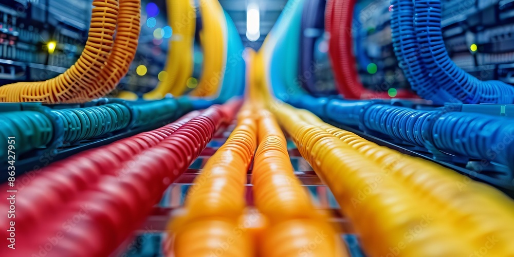 CablingA symphony of colorful cables snakes through the data center ...
