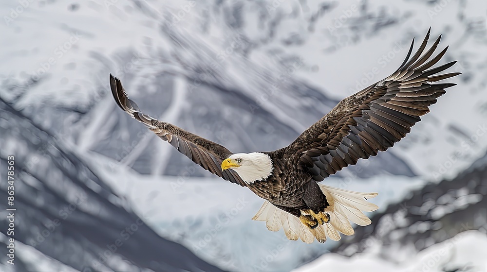 Breathtaking ultra 4k, 8k photo of a majestic bald eagle soaring high ...