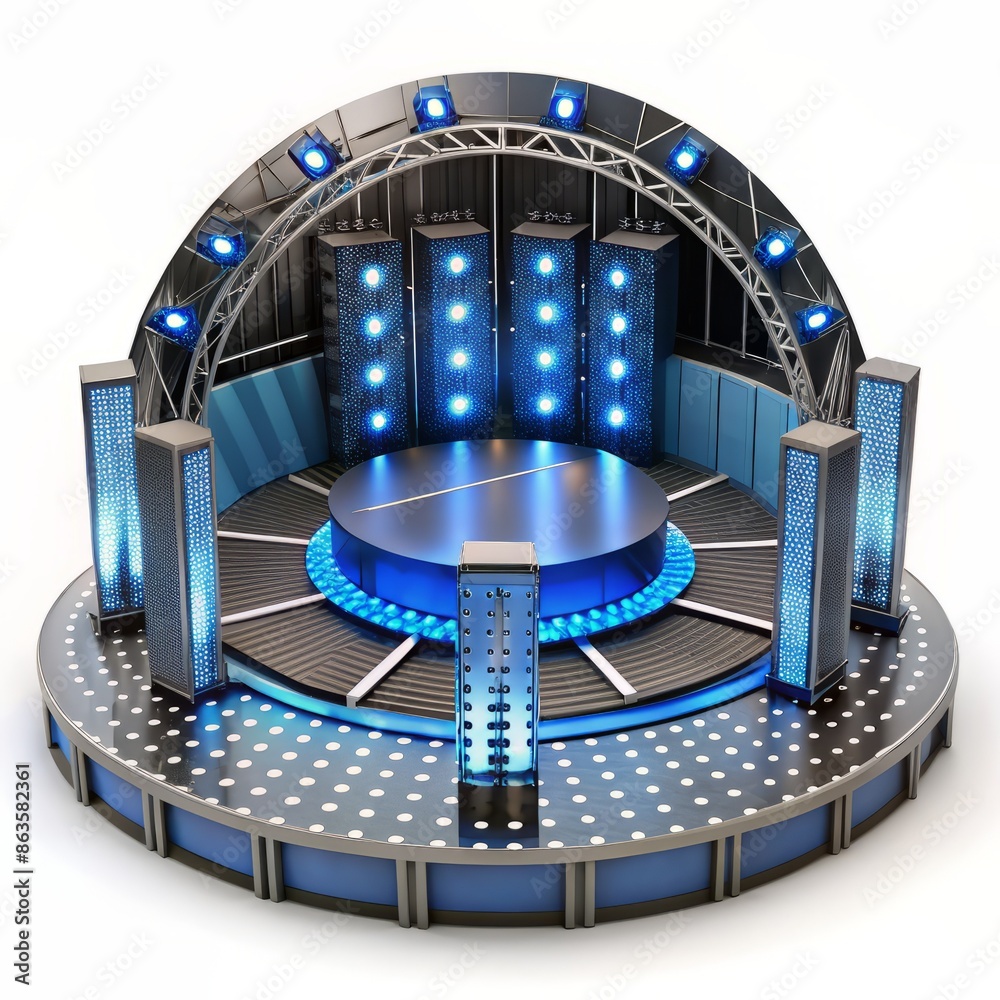 3D Render of a Pop Music Stage with LED Screens, on isolated white ...