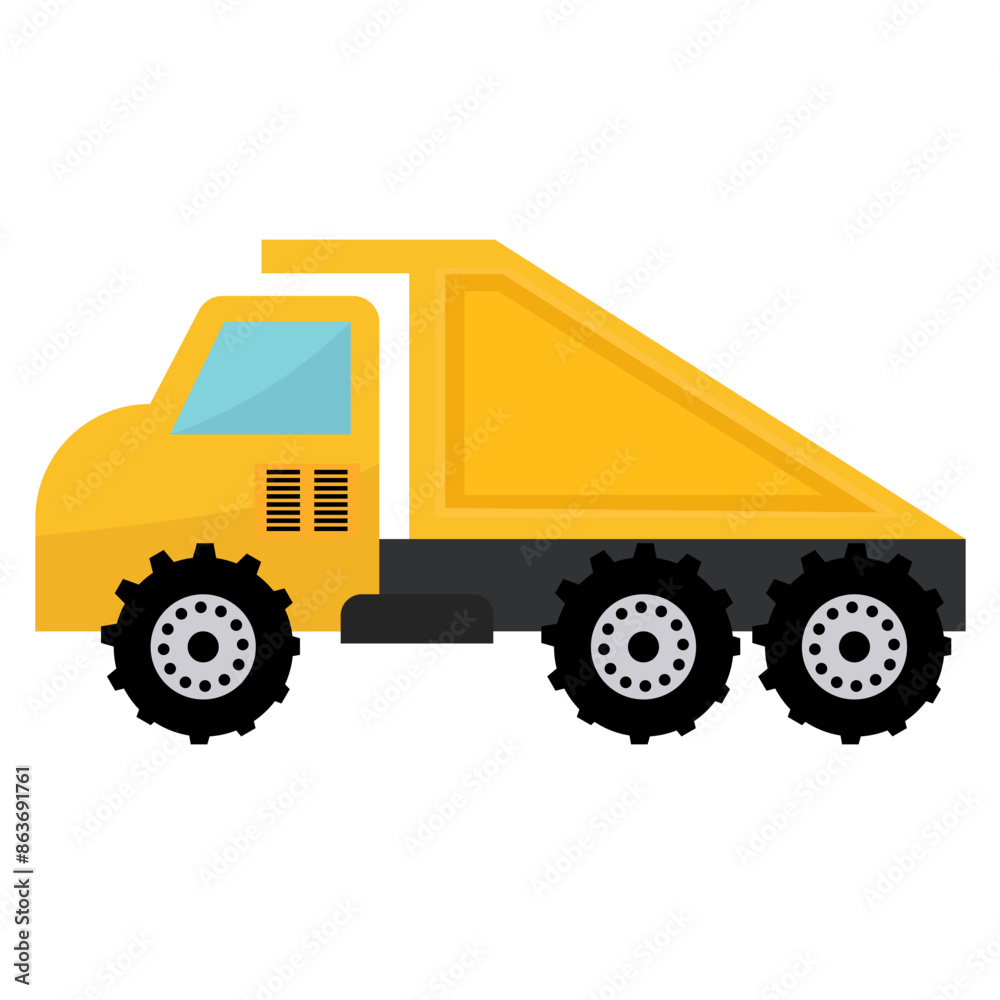 Yellow construction truck vector illustration, machinery vehicle clip ...