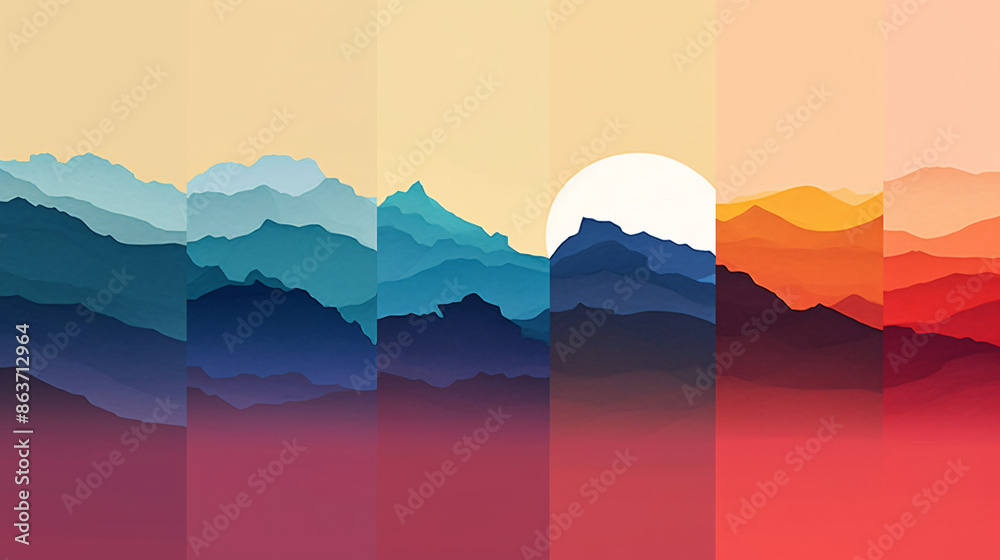The pride flags are interpreted as an abstract landscape, with no lines ...