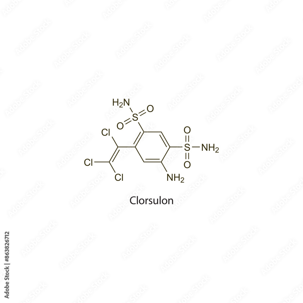 Clorsulon flat skeletal molecular structure Anthelmintic agent drug ...