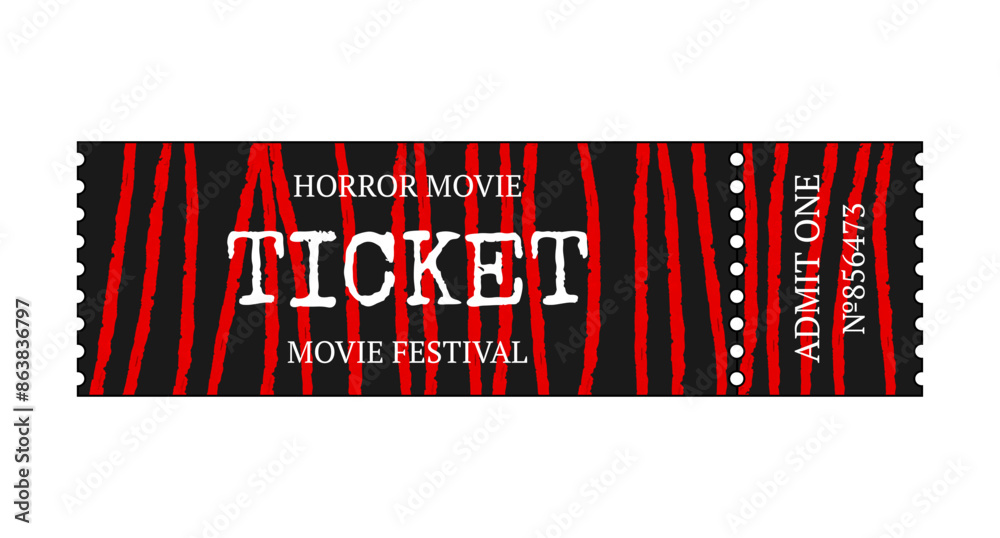 Invitation ticket to a horror movie festival. Scary movie ticket ...