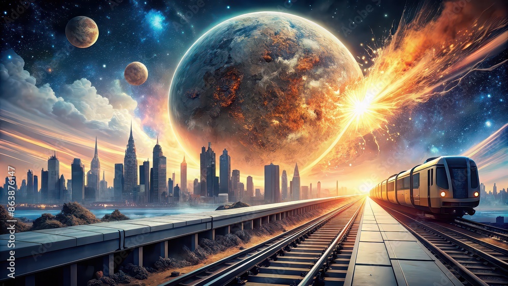 Sci-Fi city metro system exploding on a distant planet , Sci-Fi, Metro ...