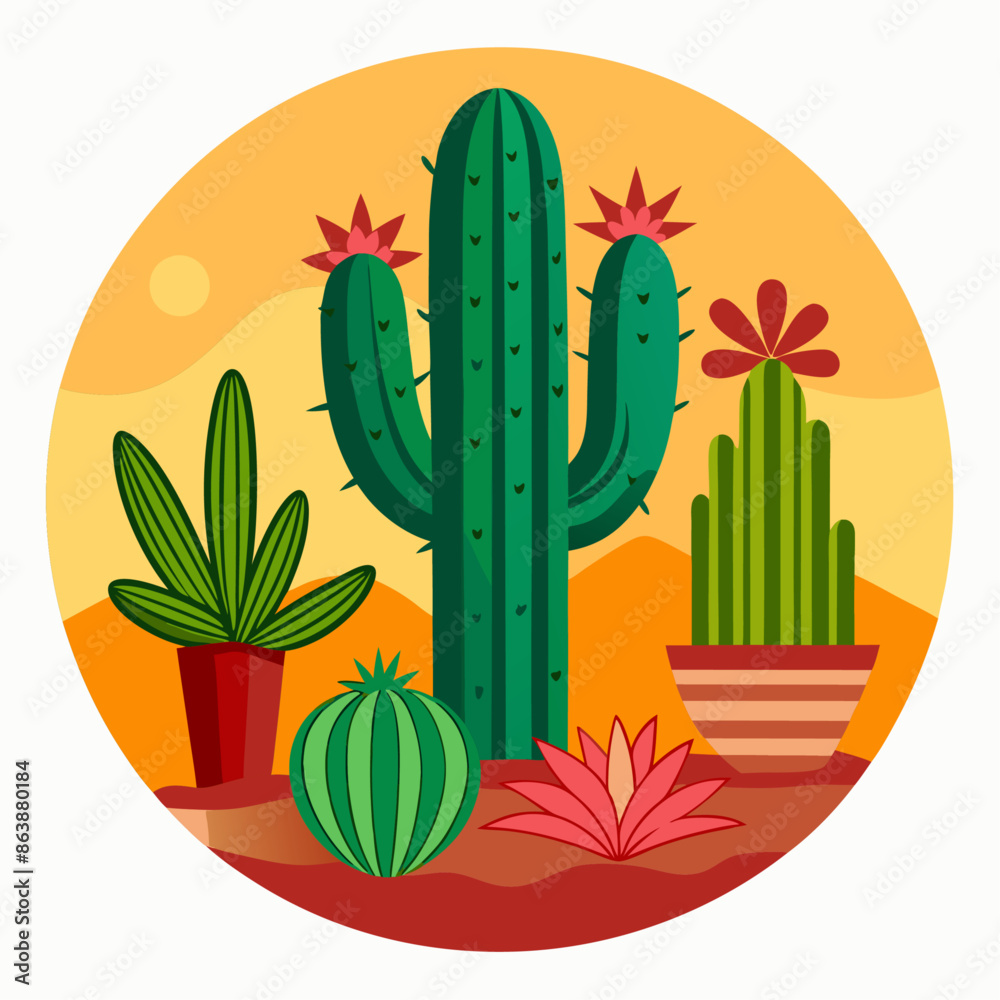 cacti clipart cartoon Illustration drawing Stock Vector | Adobe Stock