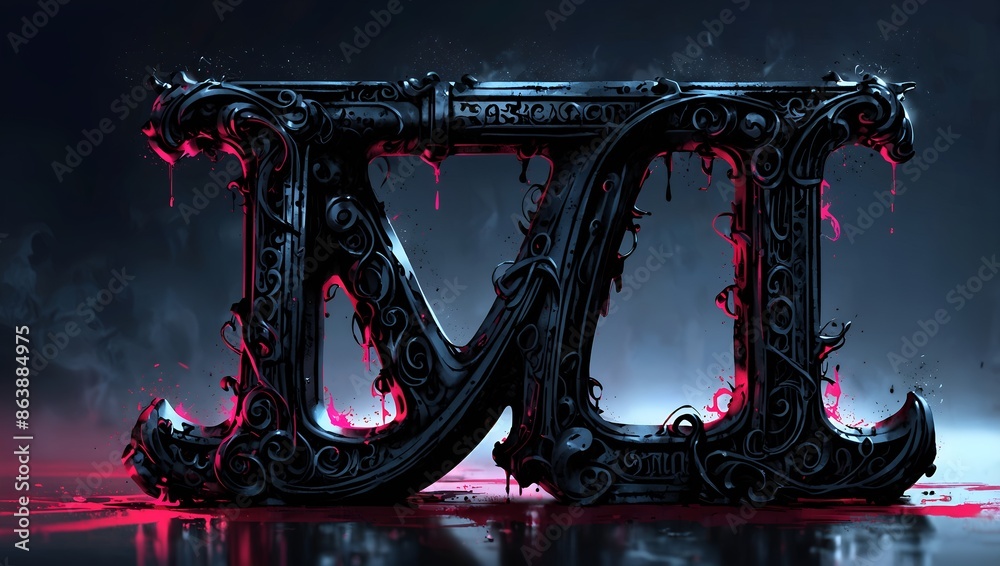 Gothic font, medieval dark tattoo y2k alphabet, letter typography print ...