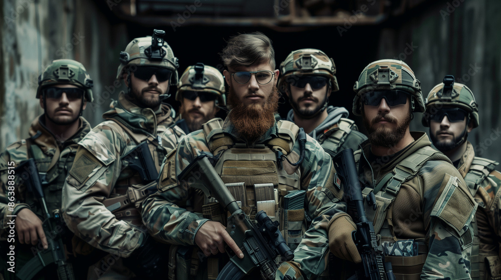 Men dressed in military uniforms standing together exude strength and ...