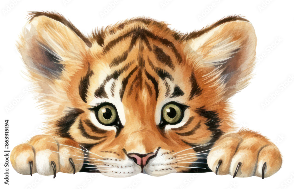 PNG Peeking Tiger showing emotion agitated tiger animal mammal. Stock ...