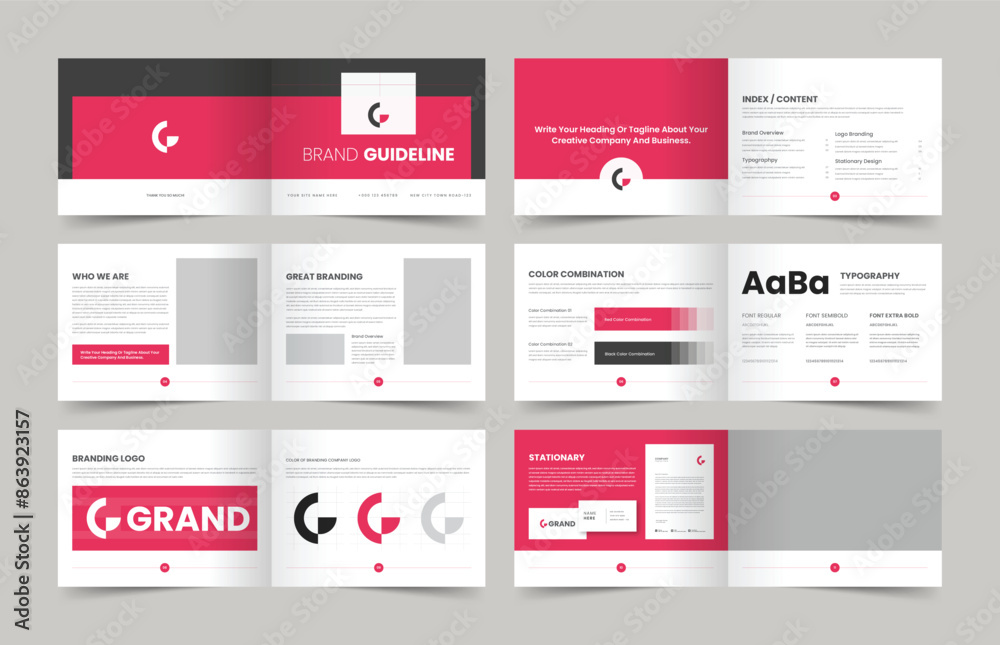 Brand Guidelines Template, Brand Identity Presentation Layout, Logo ...