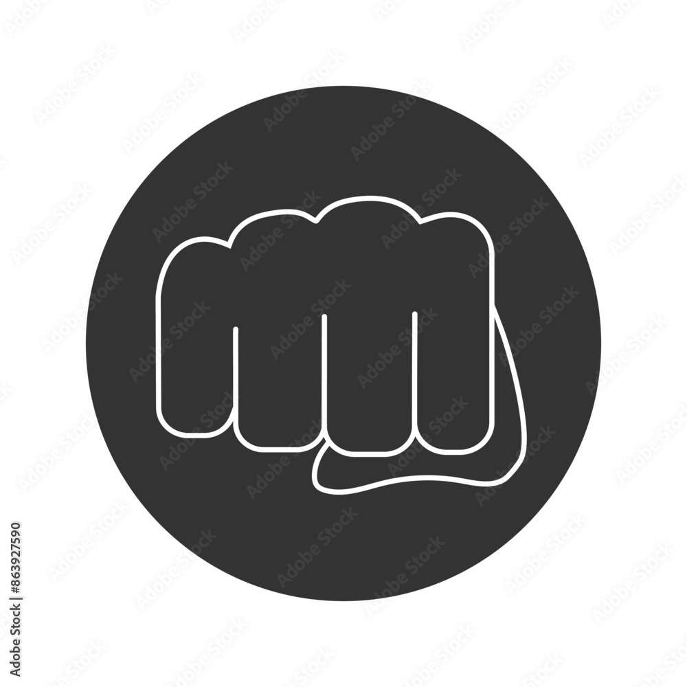 Hand fist emoticon line icon. Fist emoji raised protest concept icon ...
