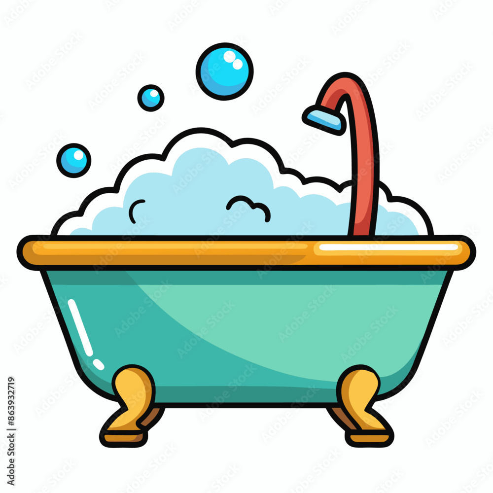bathtub clipart cartoon Illustration drawing Stock Vector | Adobe Stock