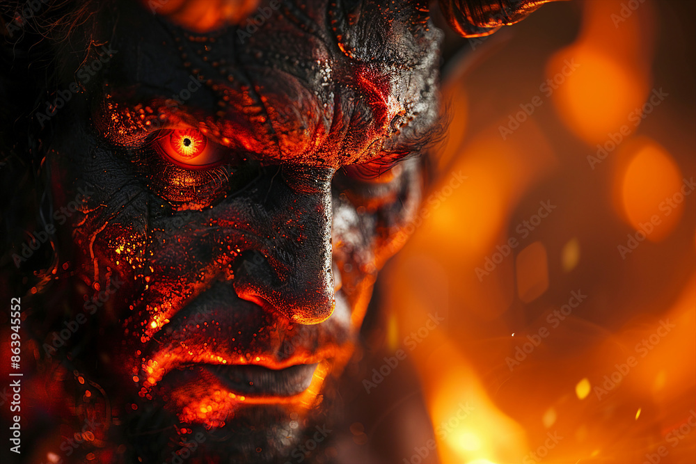 Generated with AI close up photo of creepy ugly scary demon faces Stock ...