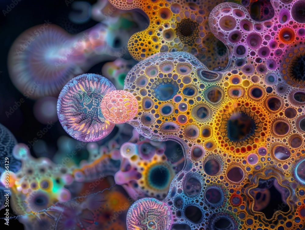 radiolarian colony under a microscope, showcasing the complex ...