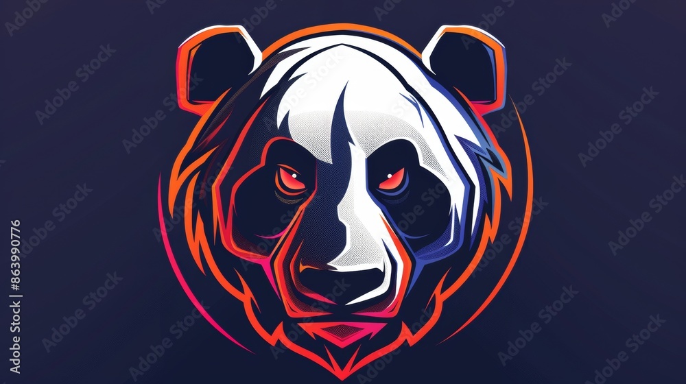 Mascot logo design of a panda with bold line. Clipart vector ...