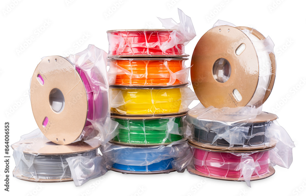 Pile stack of vacuum sealed PLA 3d printing filament material on ...