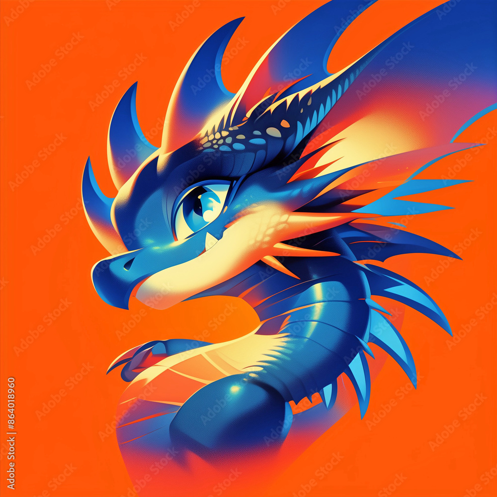 Dragon concept digital illustration. Dinosaur creative banner. Ancient ...