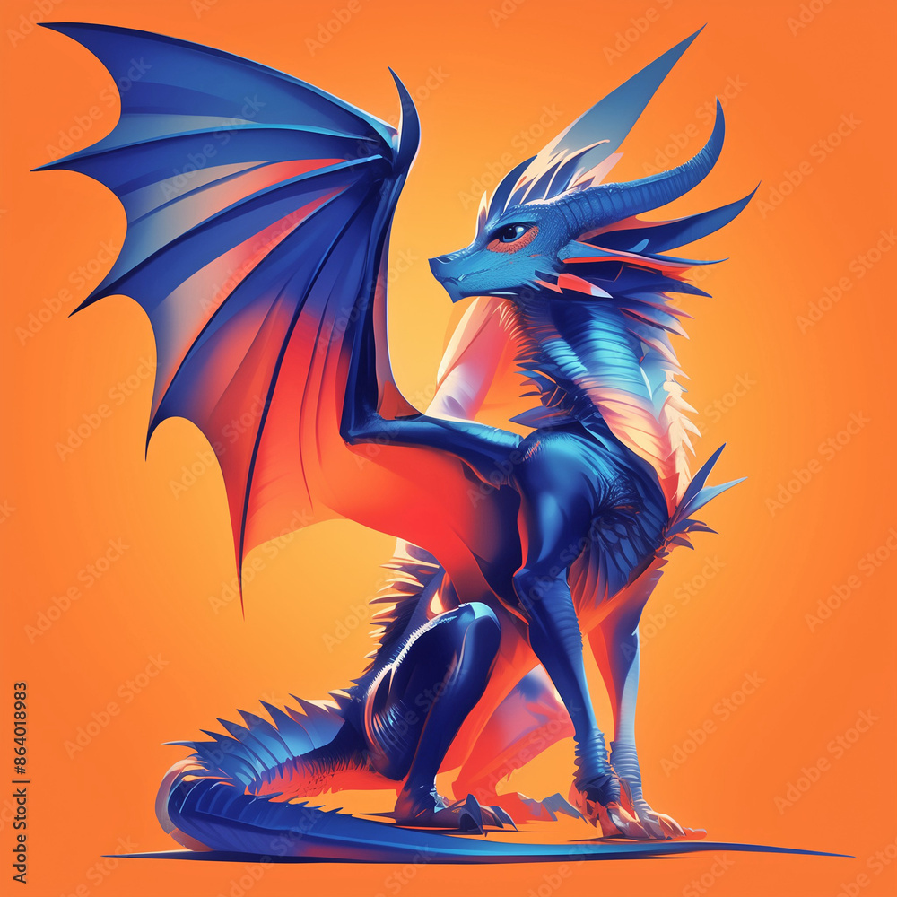 Dragon concept digital illustration. Dinosaur creative banner. Ancient ...