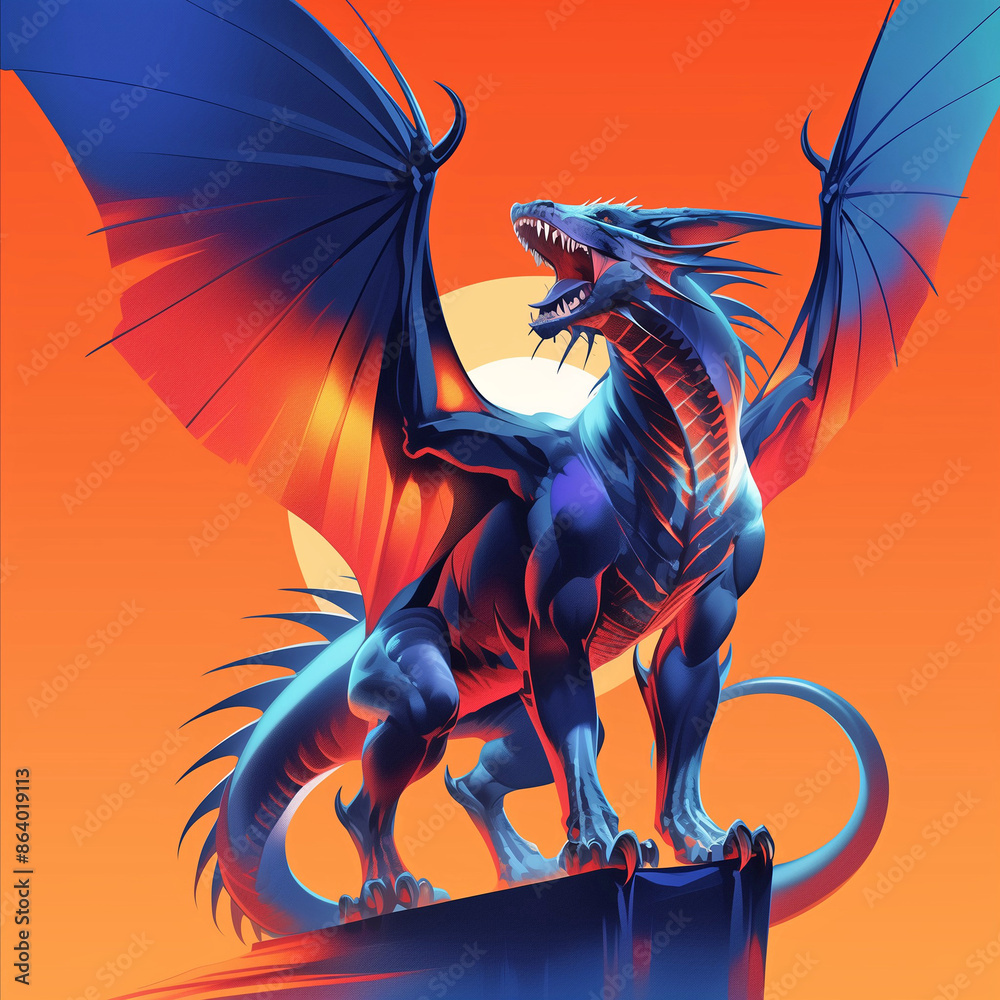 Ilustración de Stock Dragon concept digital illustration. Dinosaur ...