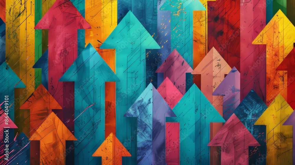 Colorful arrows ascending, indicating growth and success, vibrant and ...