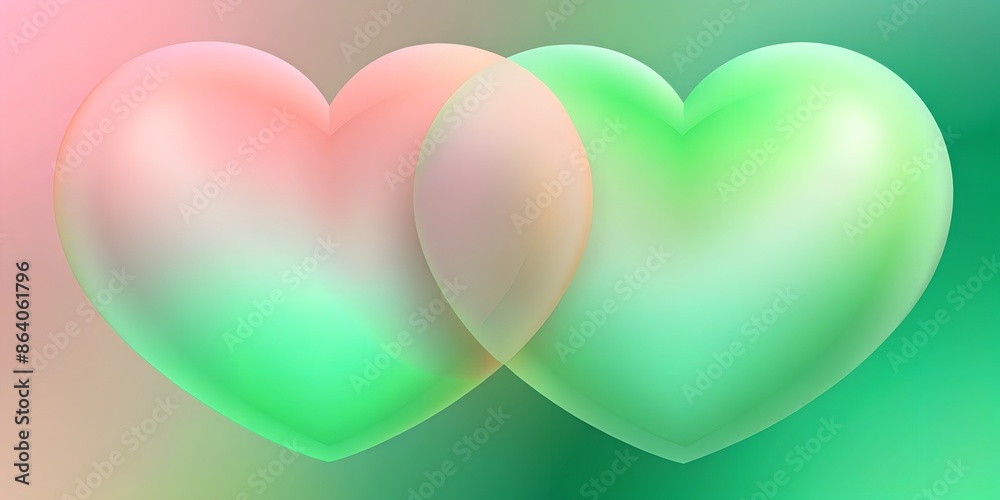 2 big hearts overlapping each other,isolated,colorful,copy space ...