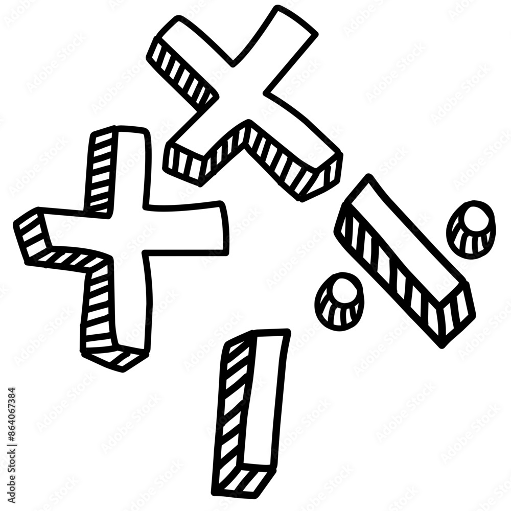 Plus, minus, multiplication and division 3d mathematical symbols set ...