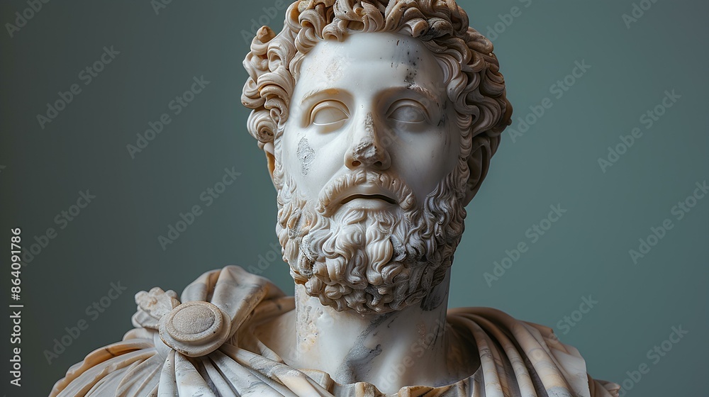 Statue of roman emperor Hadrian in Ancient Greek style. Marble statue ...