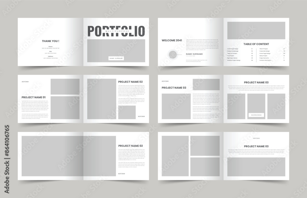 Portfolio Template, Landscape Portfolio Layout, A4 Graphic Designer ...