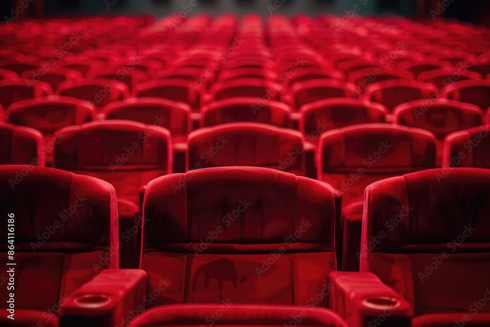 Movie Theatre Seats. Red Empty Chairs in Cinema Hall Interior ...
