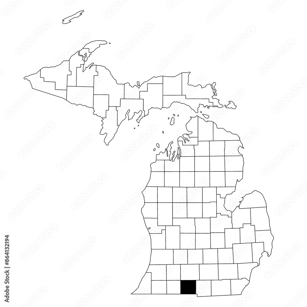 Map of branch County in Michigan state on white background. single ...