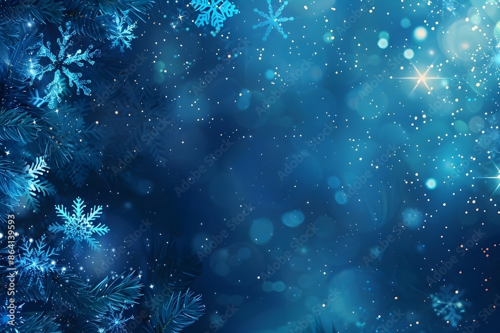 Christmas-themed background with a dark blue color palette, copy space ...