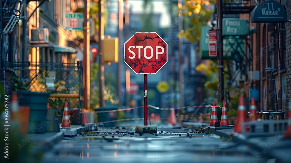 Striking Red Octagonal Stop Sign Stands Out As The Focal Point On A