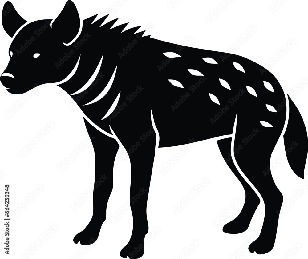 Vector illustration silhouette hyena standing isolated on white ...
