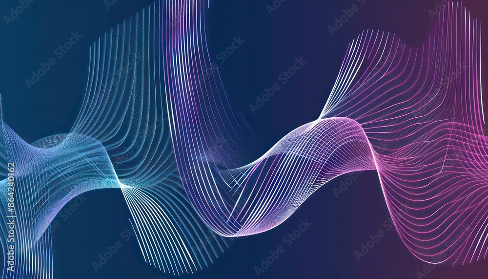 design depicting blue waves with intricate lines and curves, evoking a ...