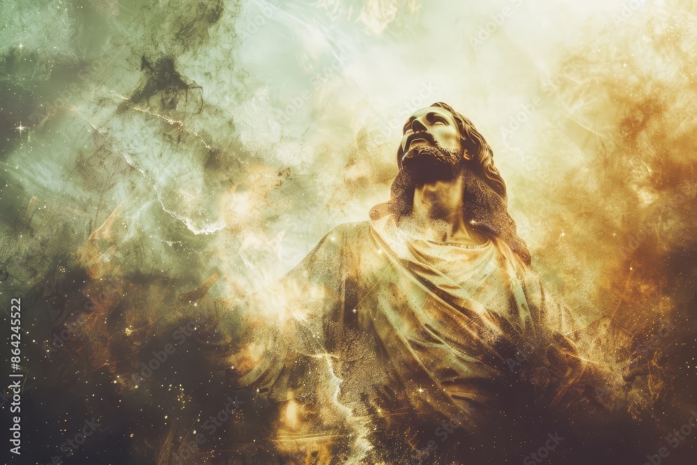 Stunning double exposure image depicting the resurrection and ascension ...