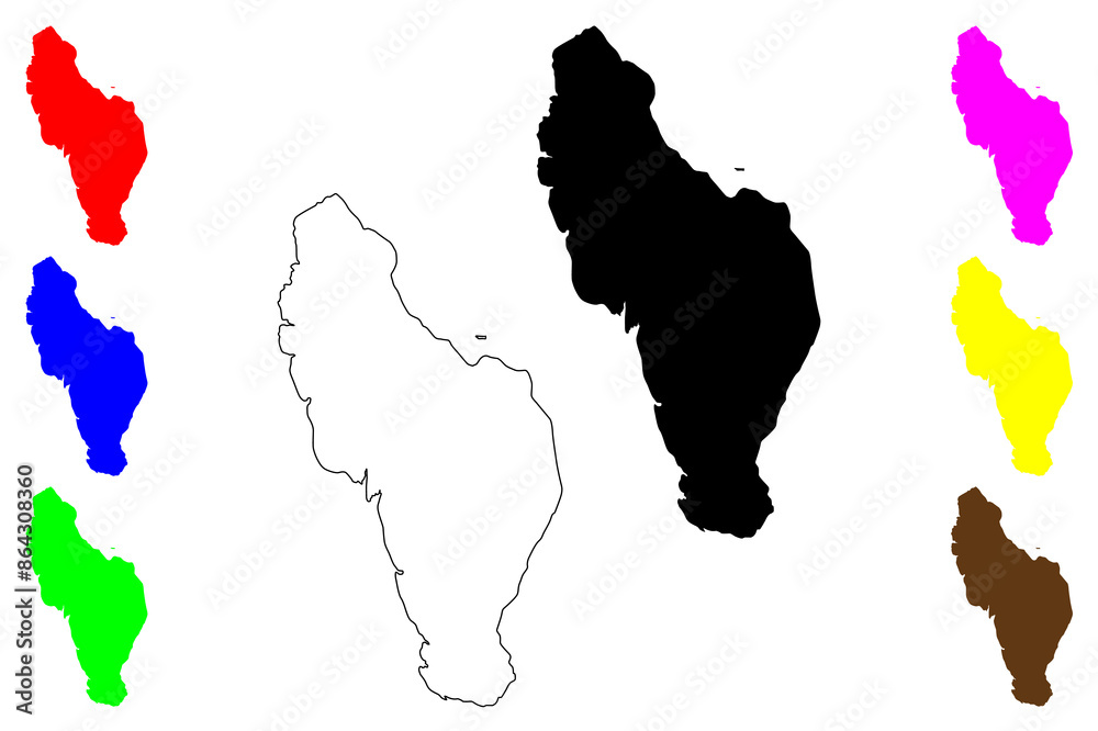 Sazan island (Republic of Albania) map vector illustration, scribble ...