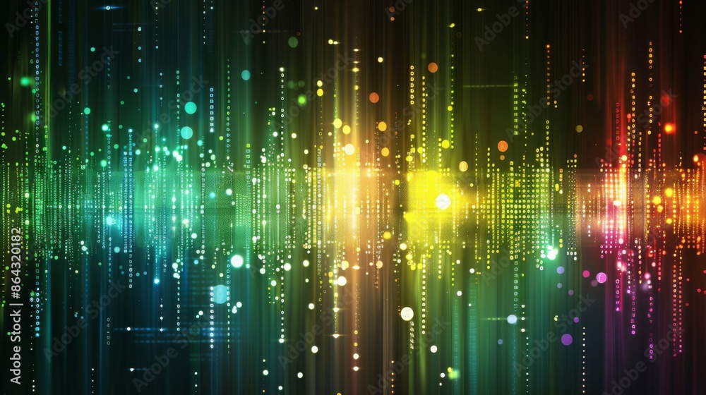 Abstract data visualization featuring rainbow lights, dynamic lines ...