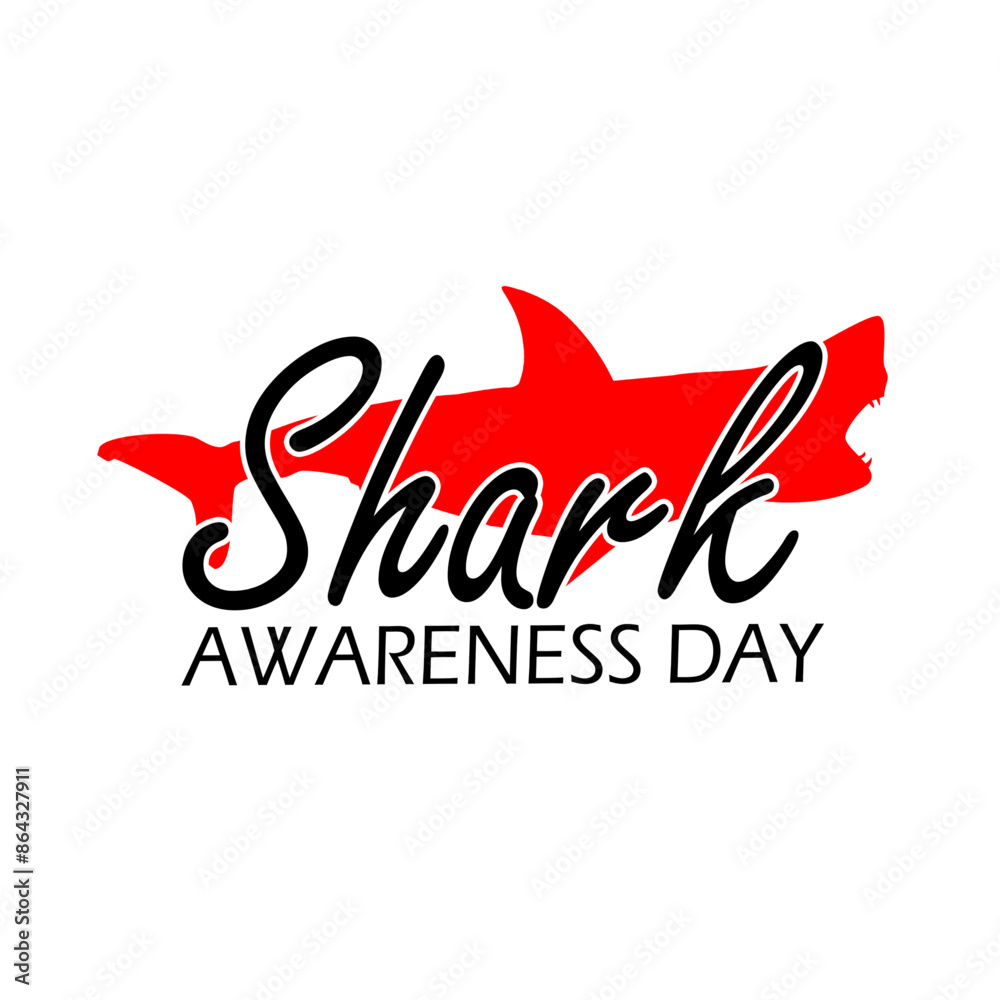 Shark Awareness Day event animal banner. Illustration of a big shark ...