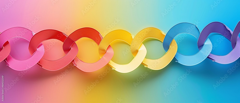Vibrant Rainbow Paper Chain Link Close-Up with Gradient Background and ...