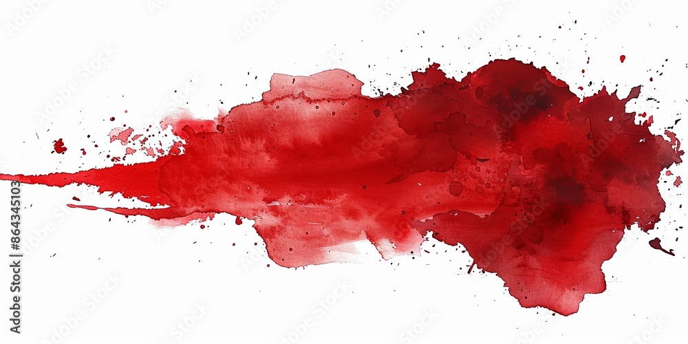 watercolor stain of red color on white isolated background, grunge ...