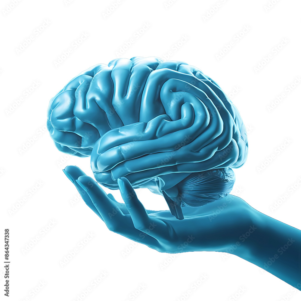 Human brain hand holding -world mental health day concept-organ ...