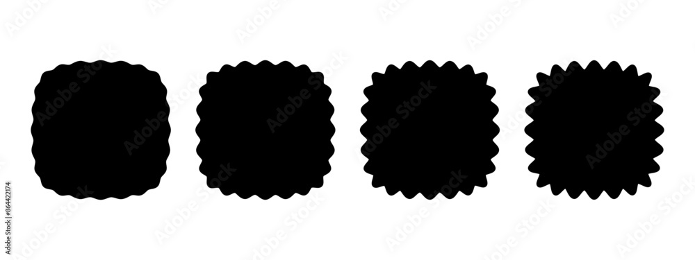 Set of wavy squircles or square shapes with rounded borders. Simple ...