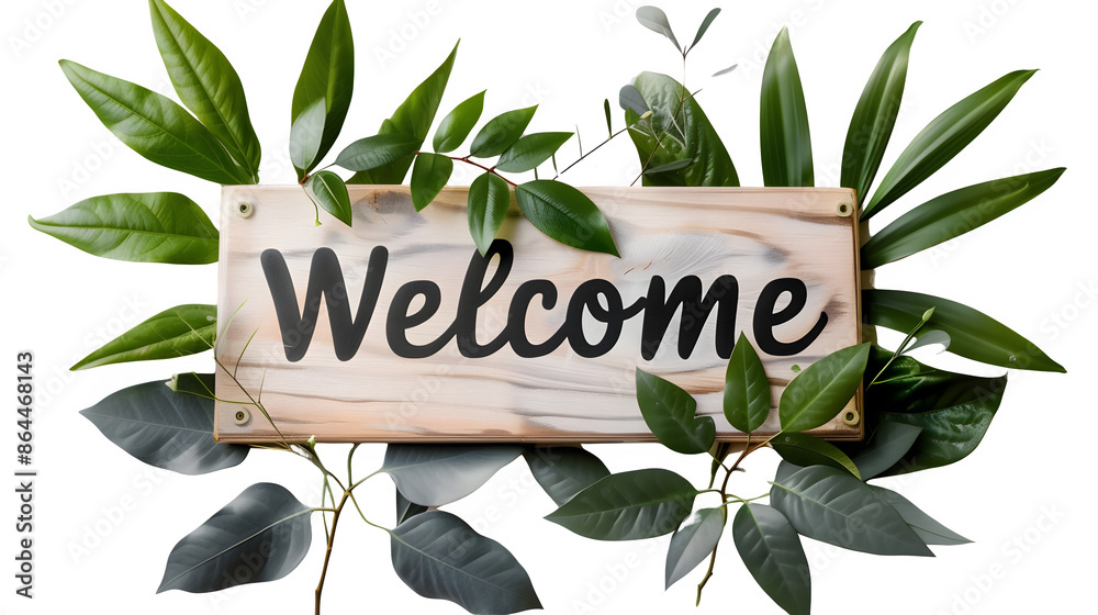 Welcome sign with greeting message, PNG file, transparent background ...