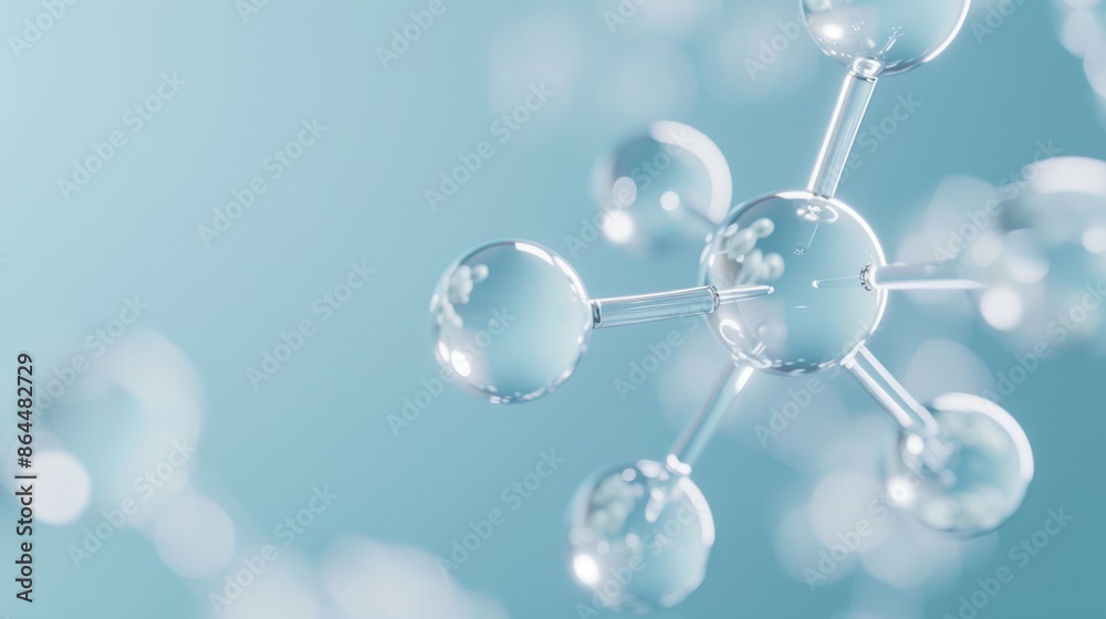 Detailed molecular model, metallic spheres representing atoms connected ...